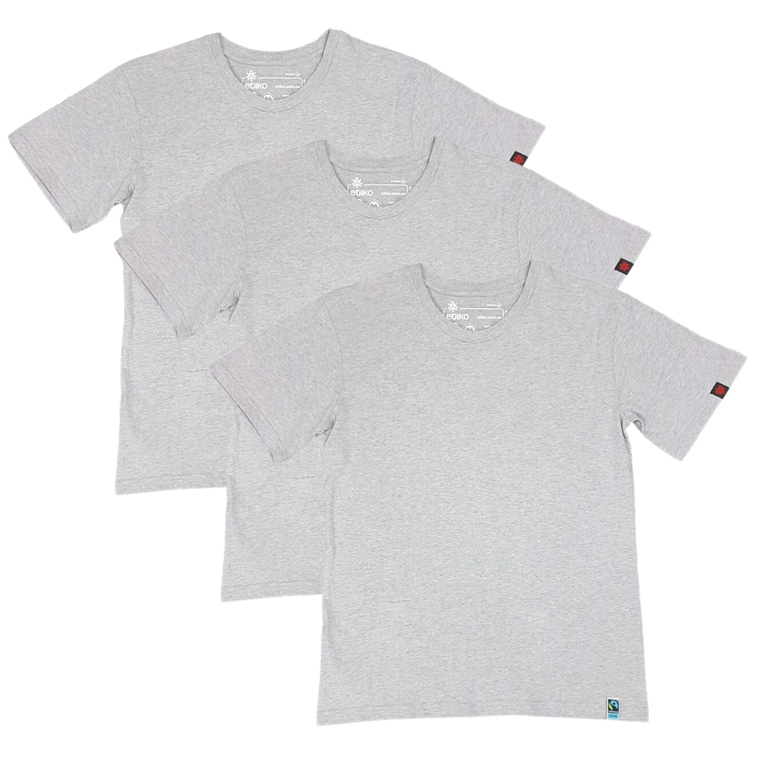 Unisex Grey Marle Organic Fairtrade T-shirt Bundle | Pack of three ...