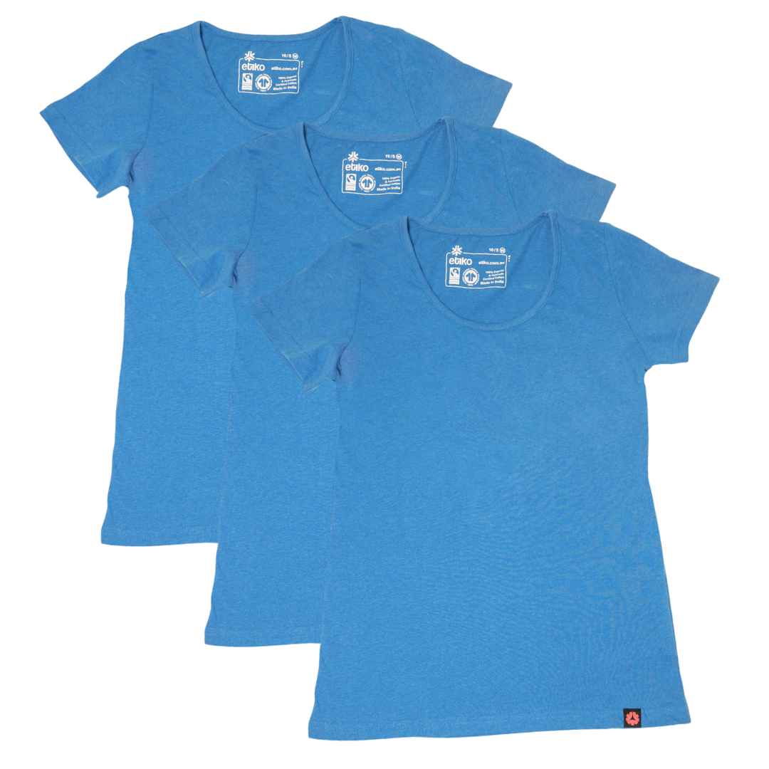 Women's Blue T-shirt Bundle | Organic Fairtrade – Etiko Shop