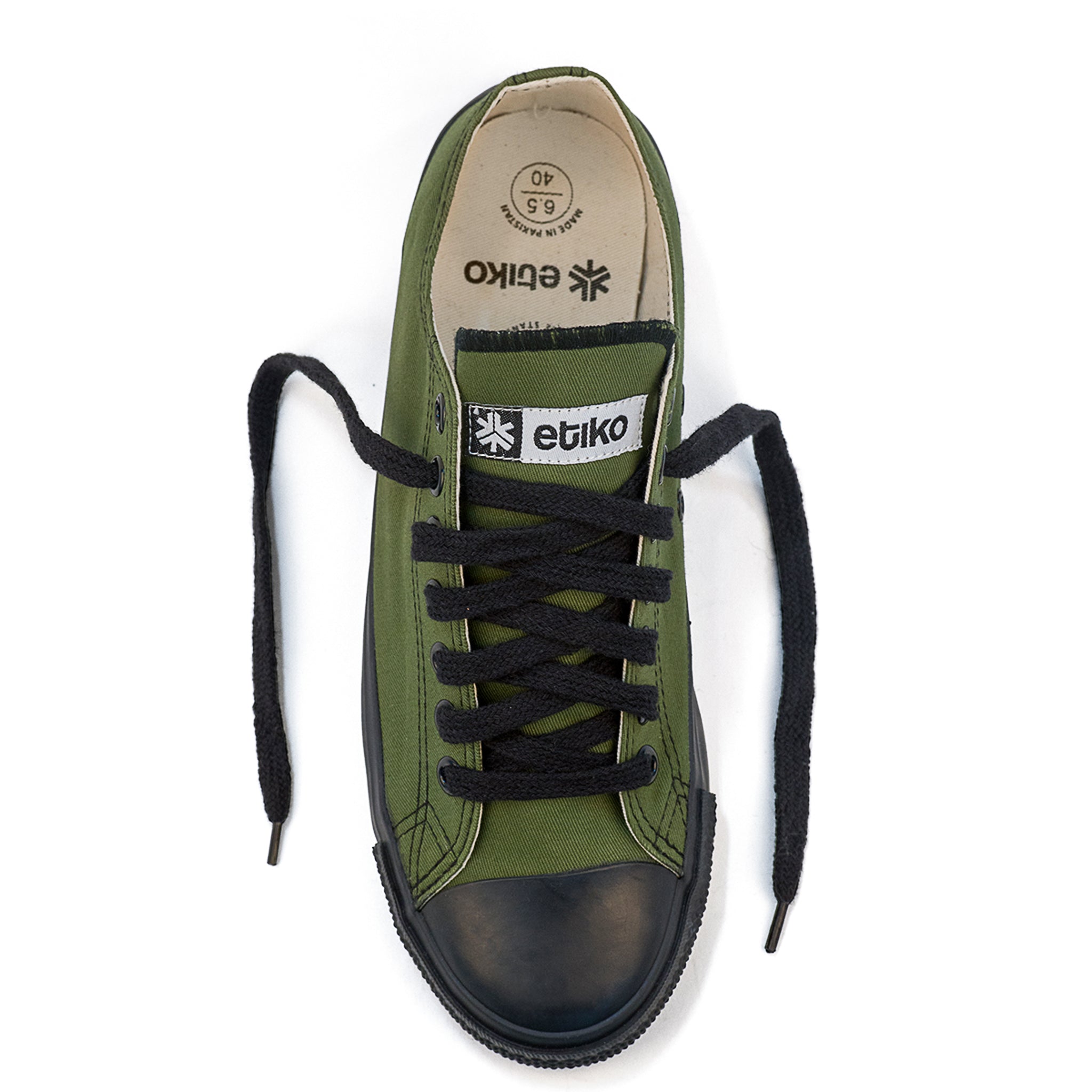 Olive Vegan Lowcut Sneakers | Certified Fair Trade | Etiko – Etiko Shop